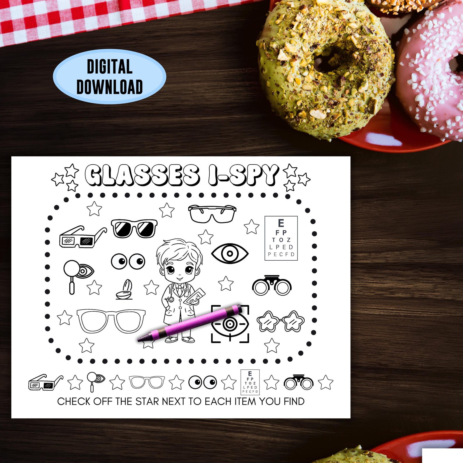 Eyeglasses Activity Sheet, Optometrist Office Digital Game, Eye Doctors ...