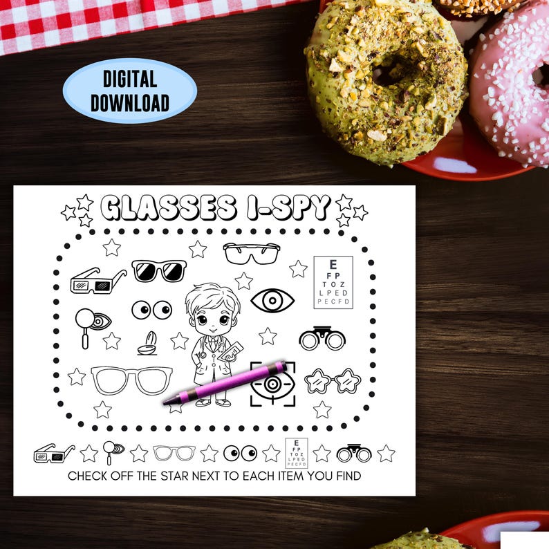 Eyeglasses Activity Sheet, Optometrist Office Digital Game, Eye Doctors ...