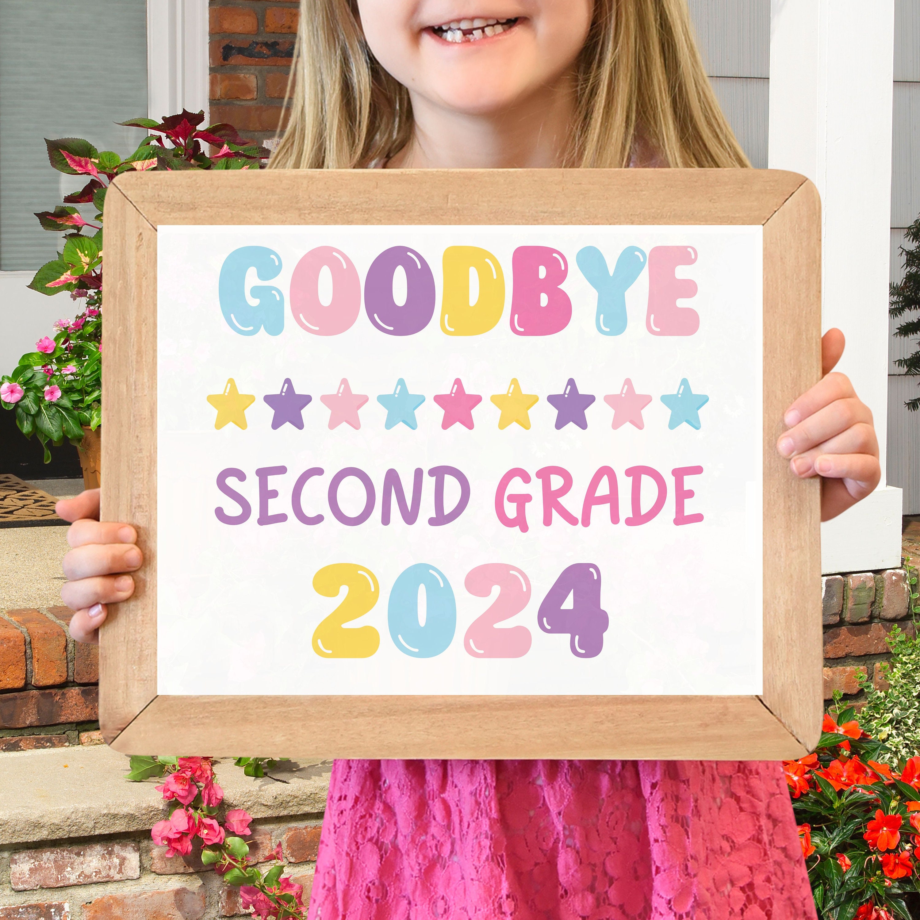 Last Day of School Kids Photo Prop, Goodbye Second Grade 2024 PRINTABLE ...