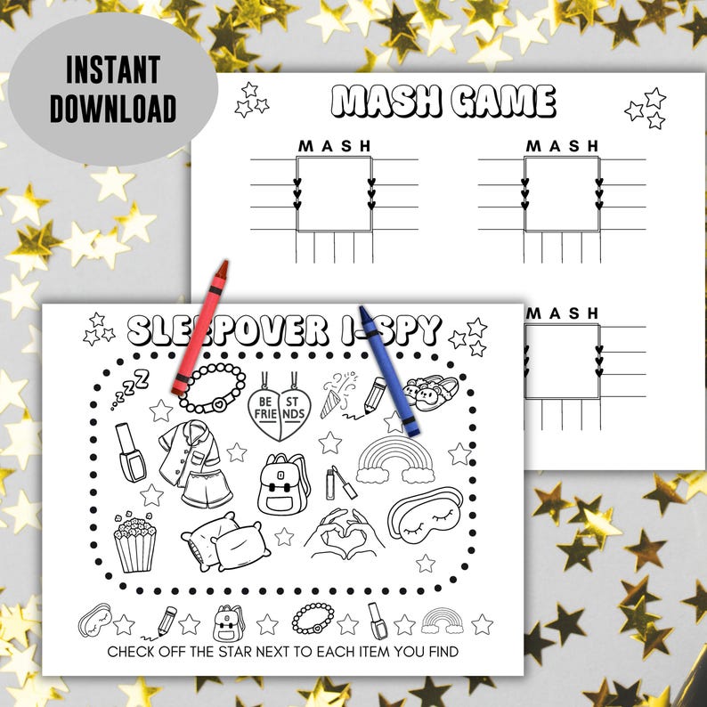 Girl Slumber Party Games Bundle, Sleepover MASH Printable Activities ...