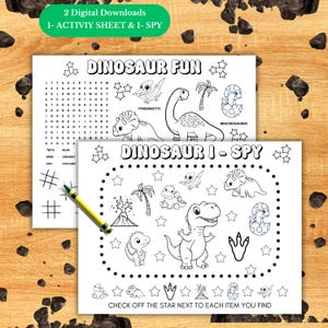 Dinosaur Kid Coloring Activity Page, Printable Birthday Party Favor ...