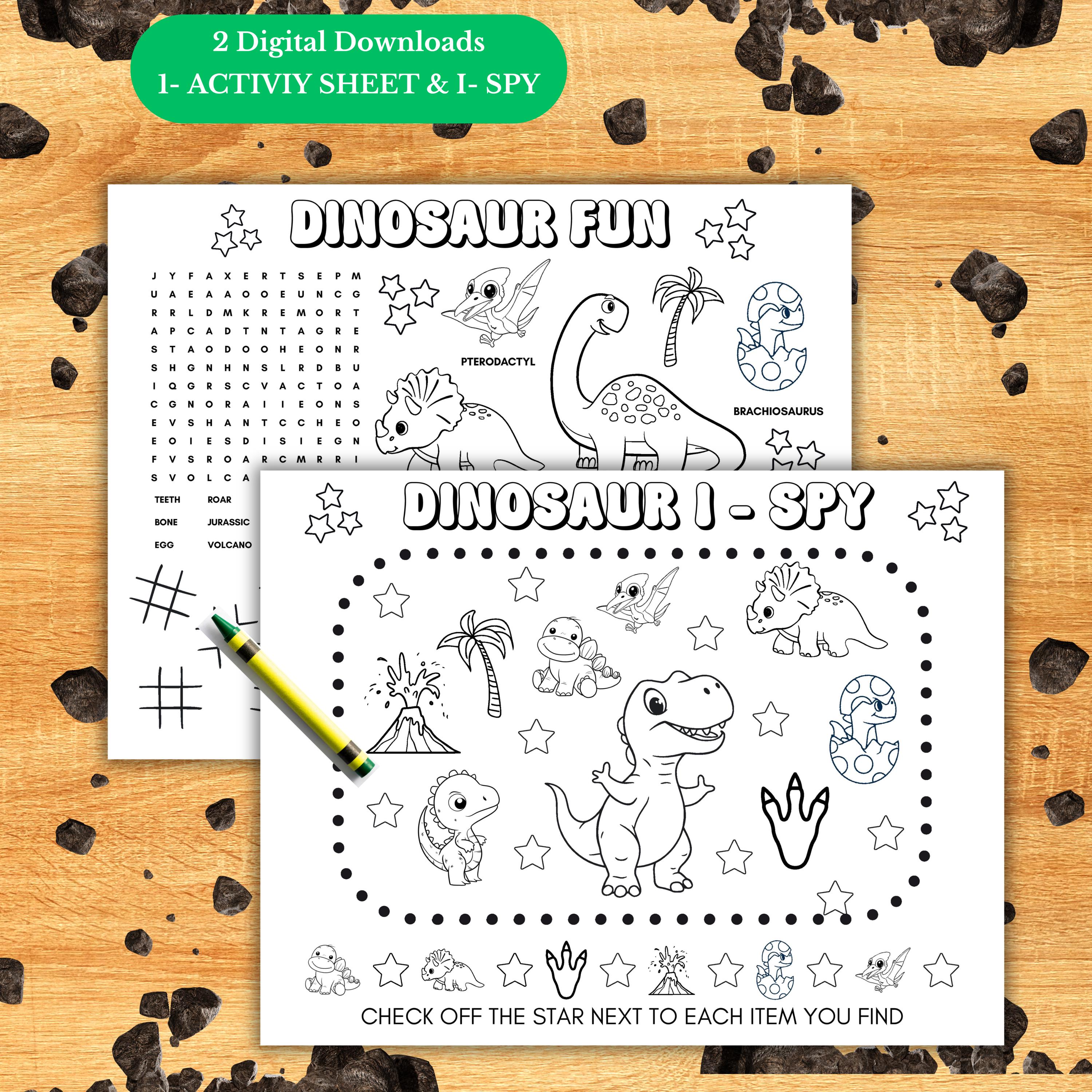 Dinosaur Kid Coloring Activity Page, Printable Birthday Party Favor ...