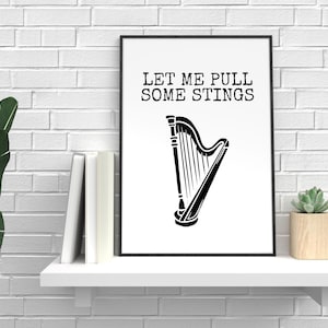 Funny Harp Lover Poster Harp Player PRINTABLE Wall Art, Band Teacher ...