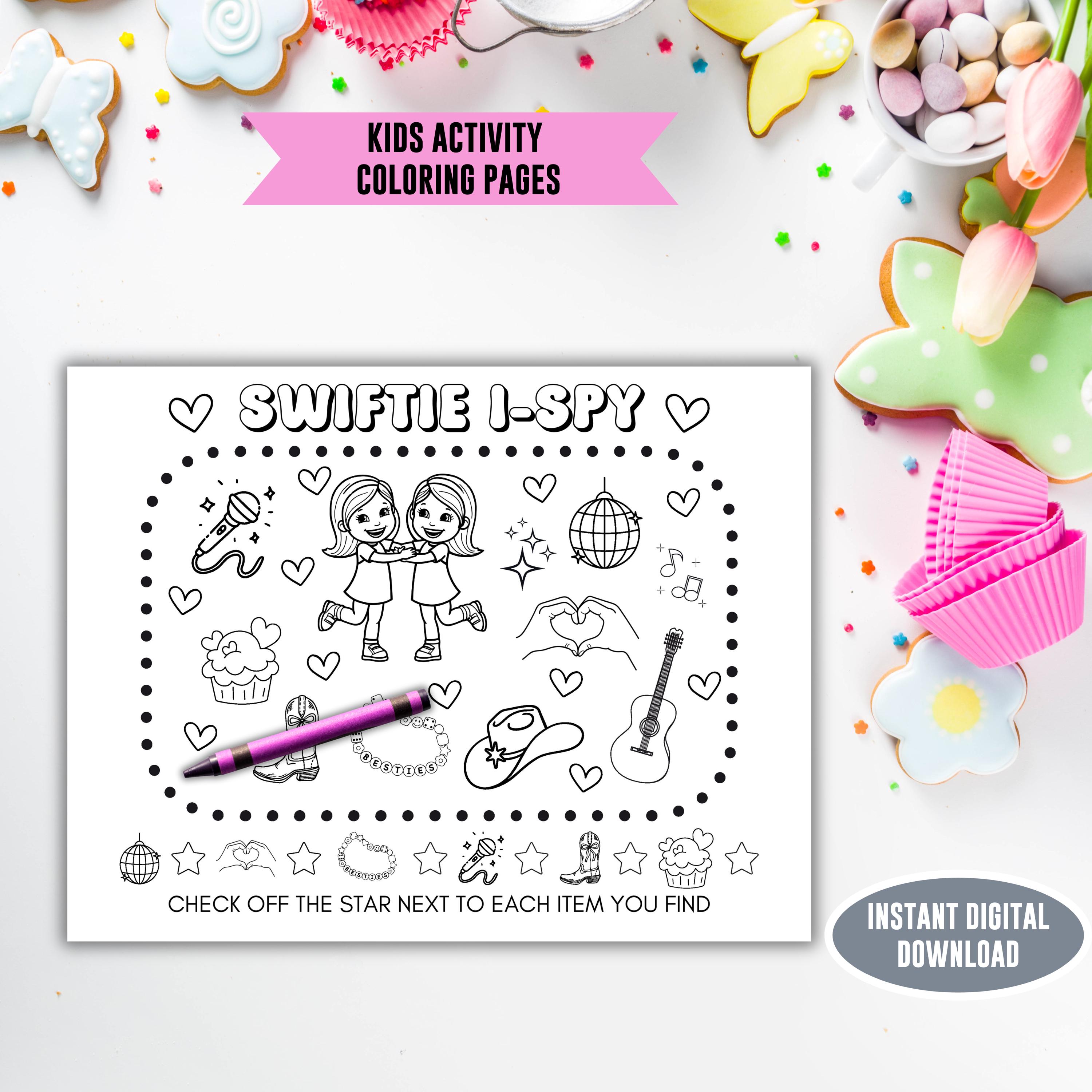 Swiftie Activity Coloring Page, Printable Taylor Party Game, Swift Even ...