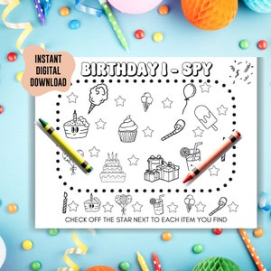 Birthday Party Favor, Coloring Activity Sheets, Printable Kids Game ...