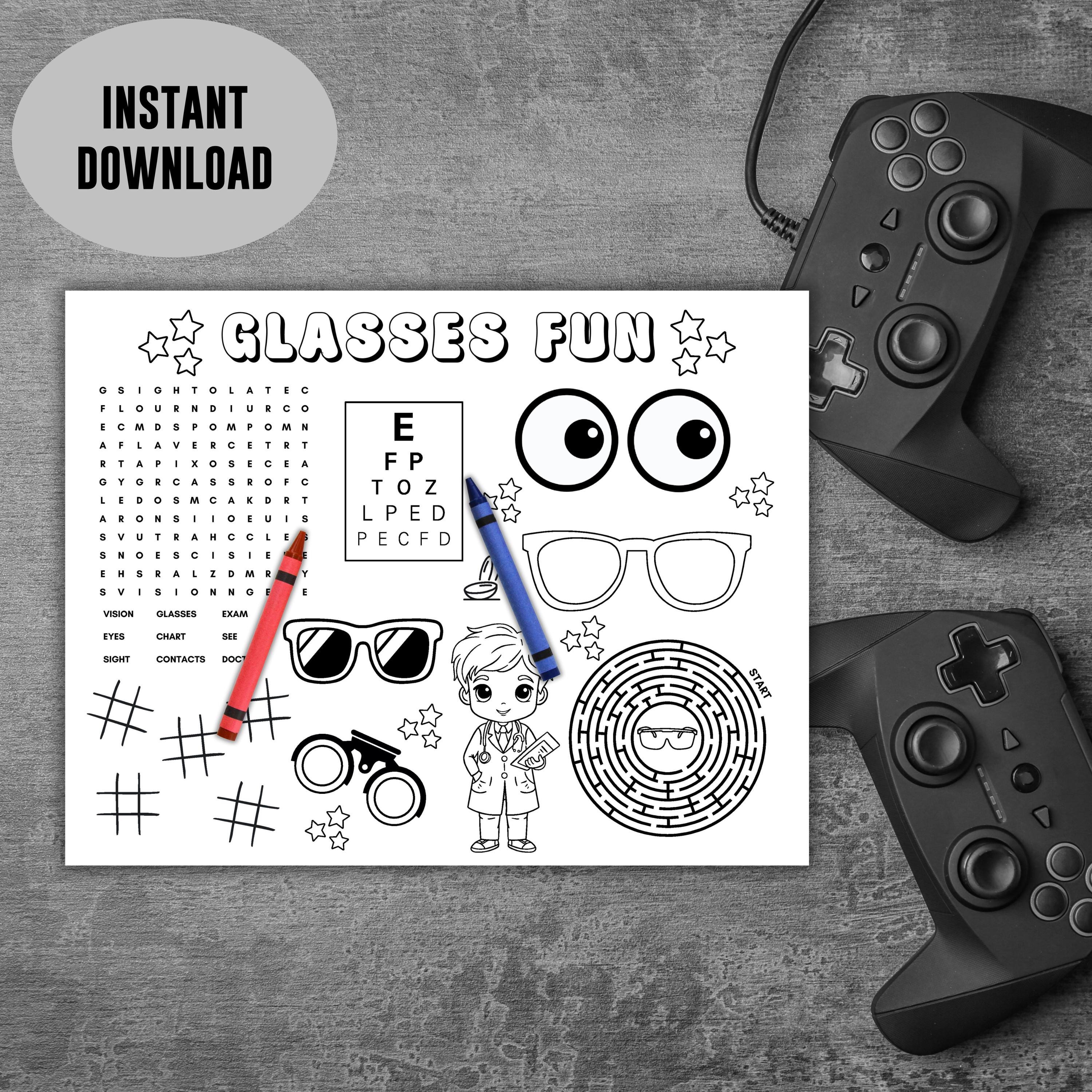 Eyeglasses Activity Sheet, Optometrist Office Digital Game, Eye Doctors ...