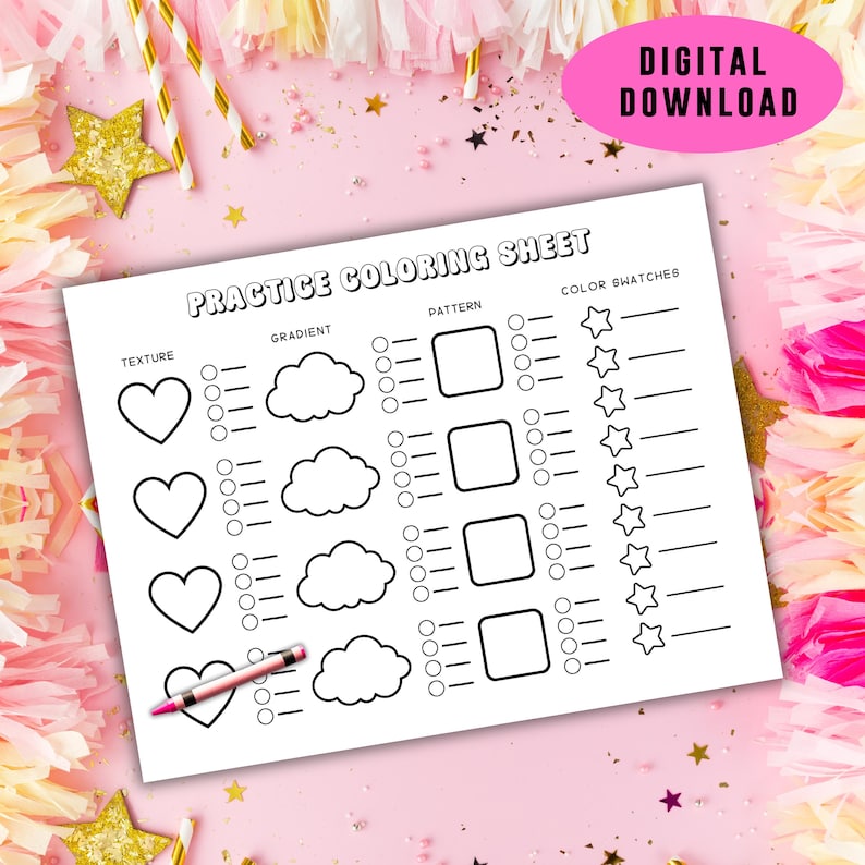 Practice Coloring Sheet, Printable Color Swatch Digital Download, Art ...