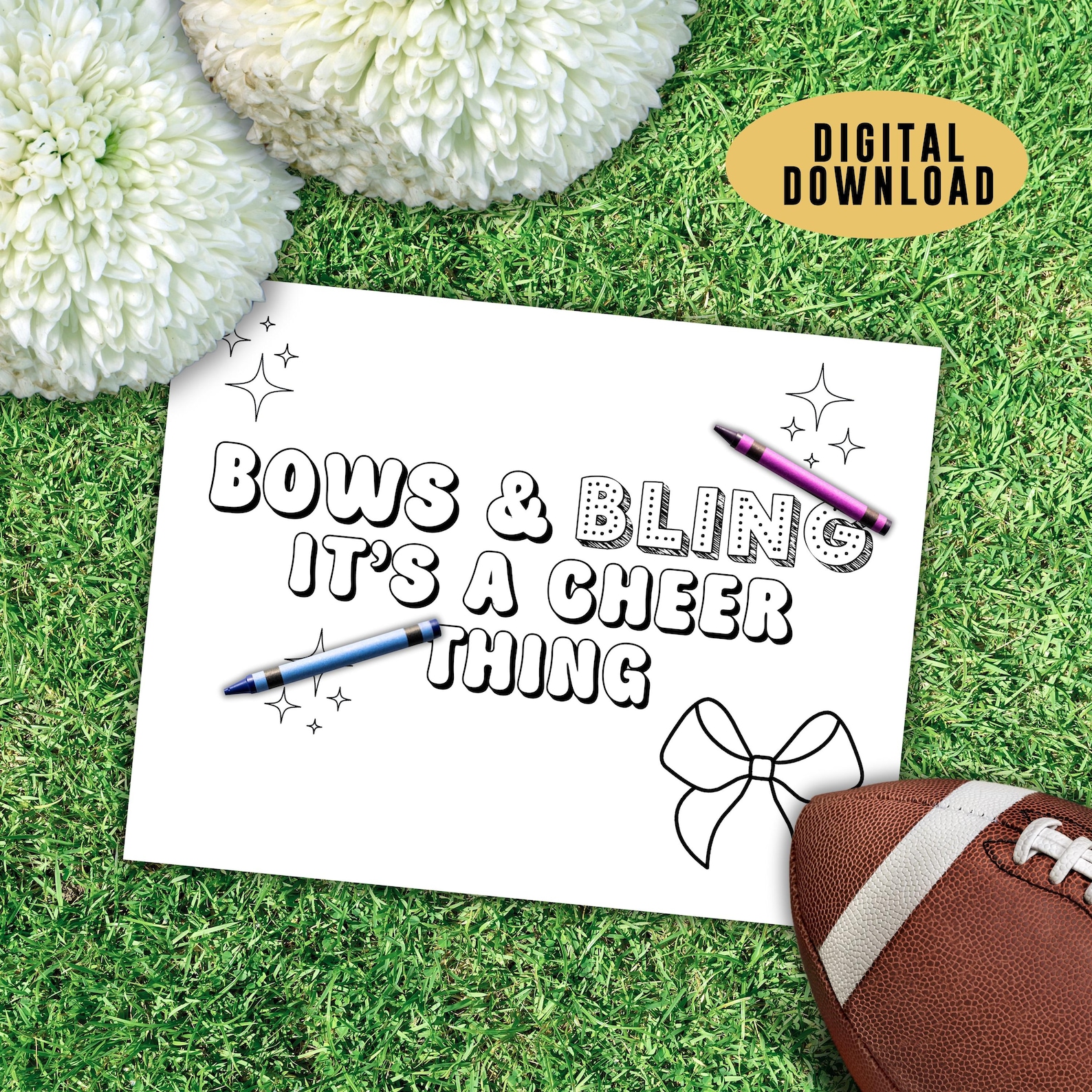 Cheerleader Coloring Activity Page Bundle, Comp All Star Team Bonding ...