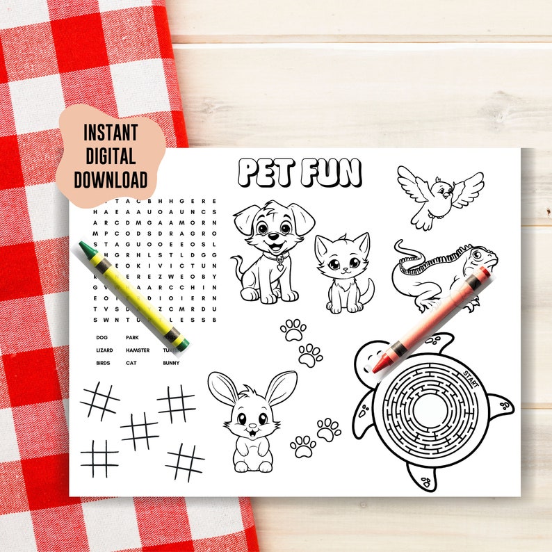 Easy Pets Digital Coloring Activity Sheets, Vet Office Printable Animal ...