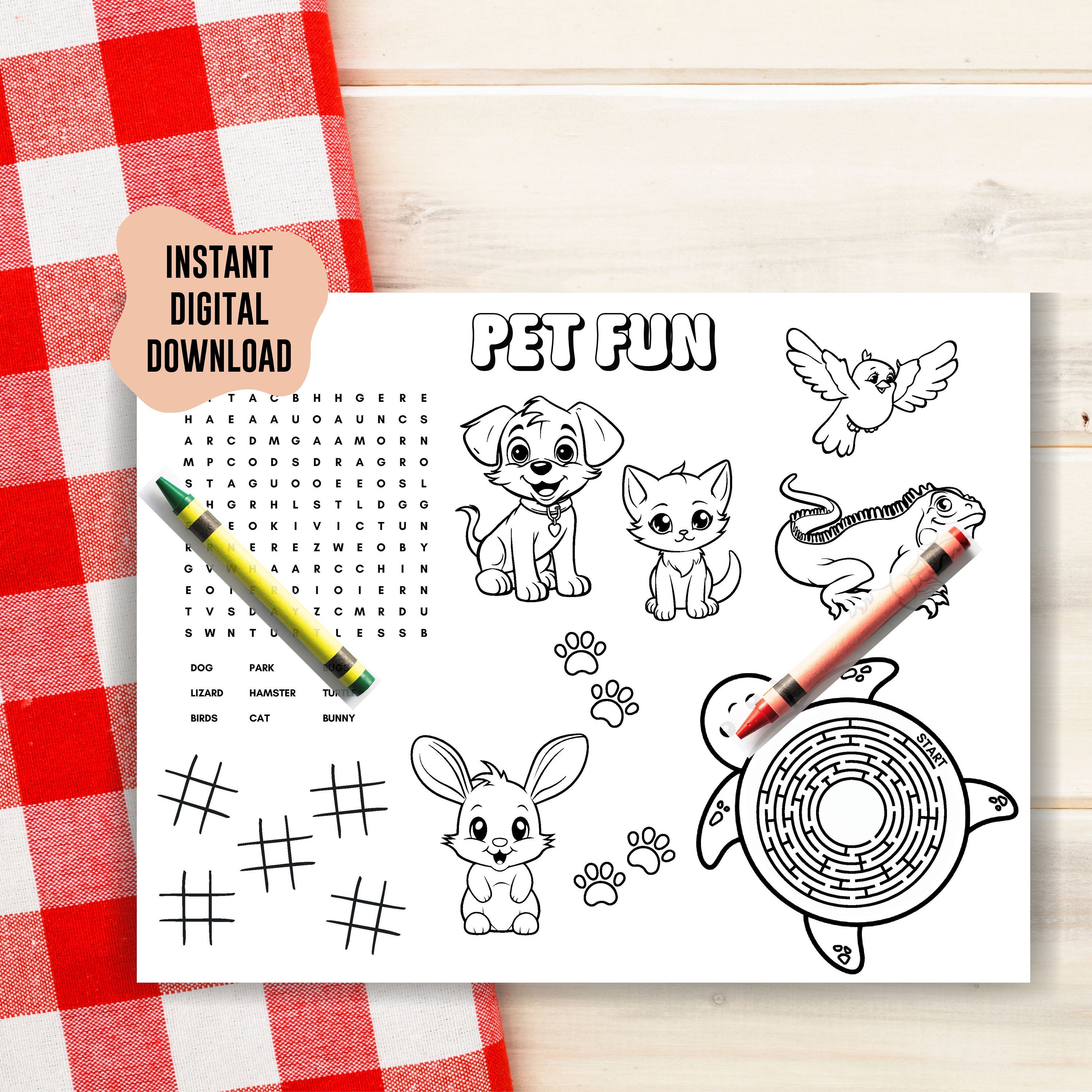 Pets Coloring Activity Pages, Dog Groomer Vet Office Animal Kid Games ...