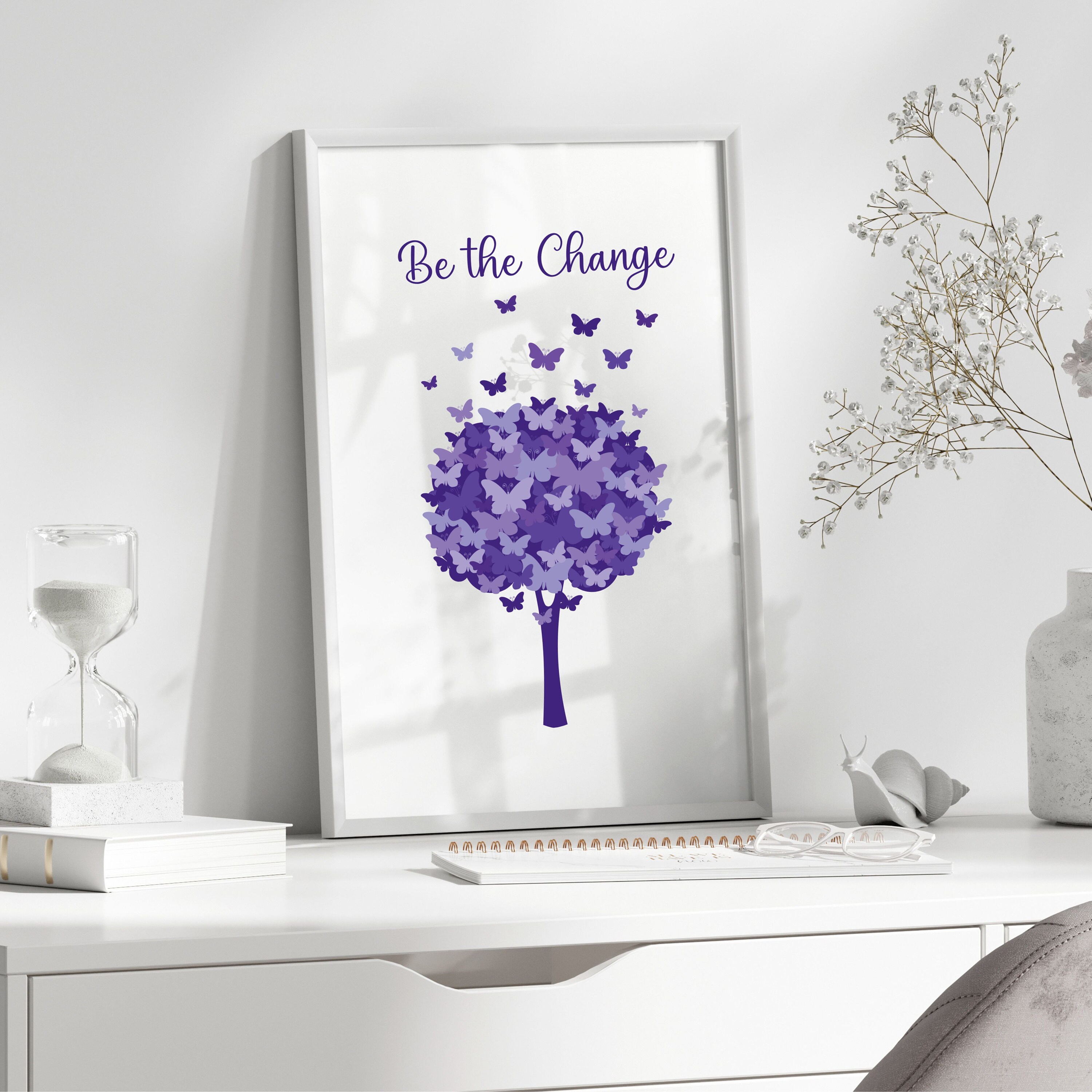 Be the Change Purple Butterfly Classroom Poster Motivational PRINTABLE ...