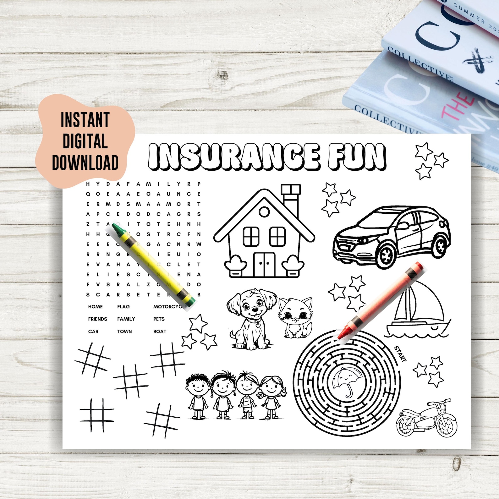 Insurance Agent Activity Sheet, Kids Waiting Room Digital Download ...