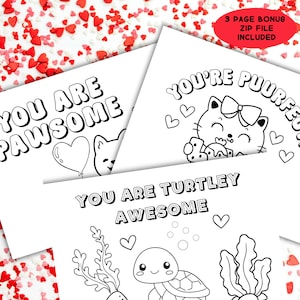 Valentine's Day Coloring Page Activity Bundle, Printable Hearts and ...