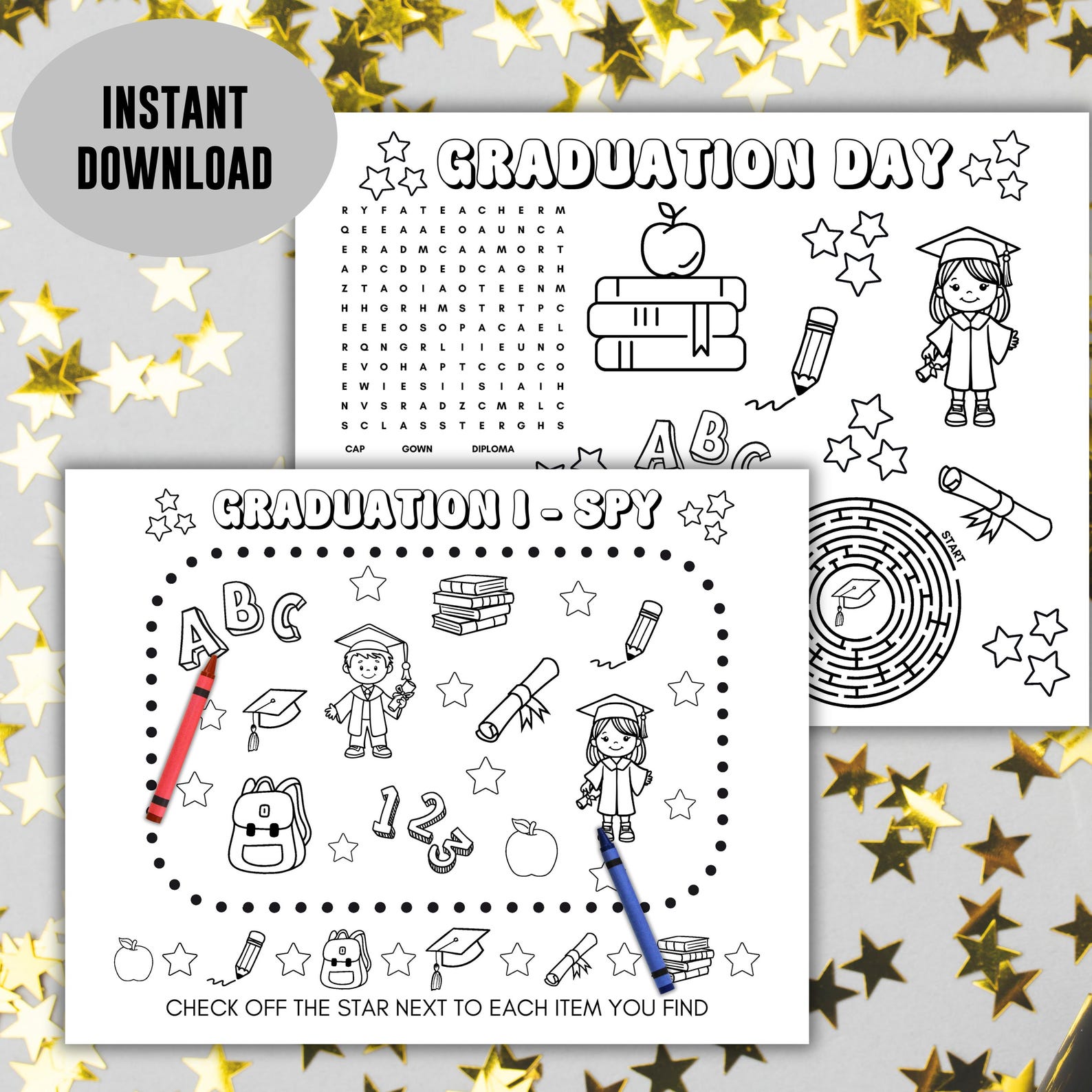 Graduation Day Kid Coloring Placemat Page, High School Grad Family ...