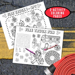 Fire Truck Kid Coloring Sheet, Printable Fire Fighter Academy Activity ...