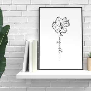 Gladiolus August Birth Flower Poster, PRINTABLE Digital Wall Art August ...