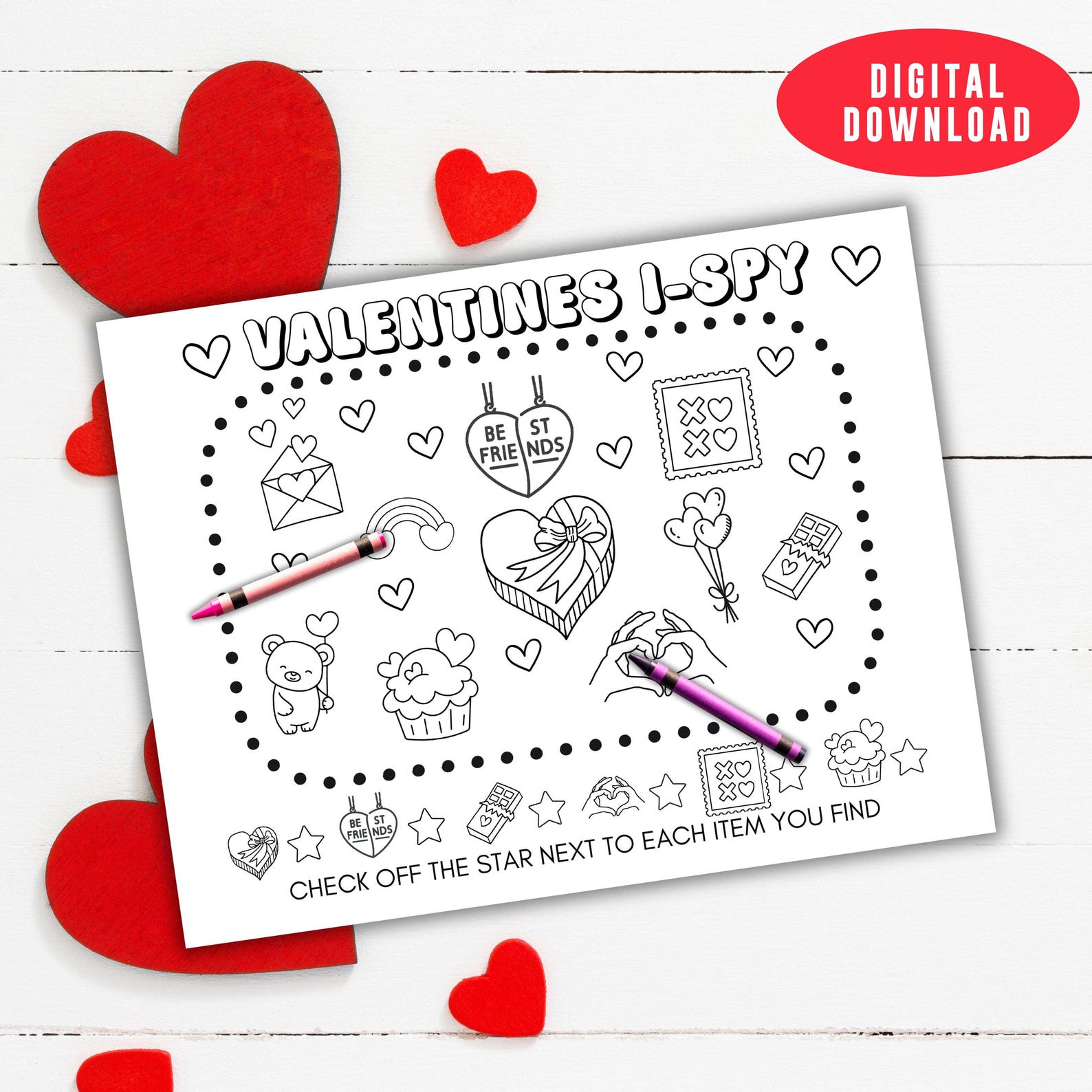 Valentine's Day Coloring Page Activity Bundle, Printable Hearts and ...