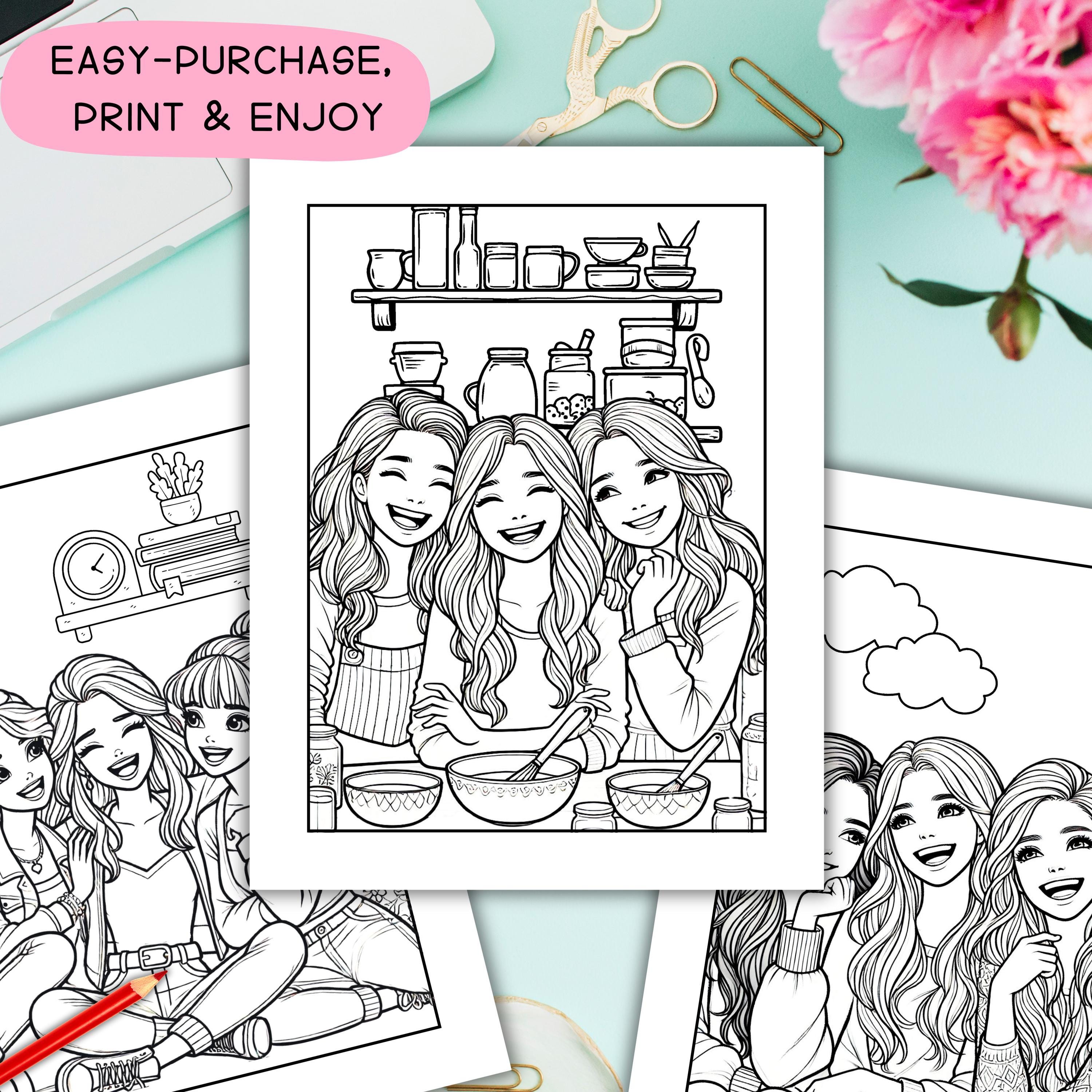 Best Friends Coloring Page Gift, Adult Color Sheet, Printable BFF ...