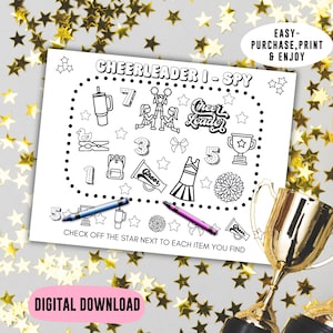 Cheerleader Coloring Page Bundle, Comp Team Reveal Building Printable ...