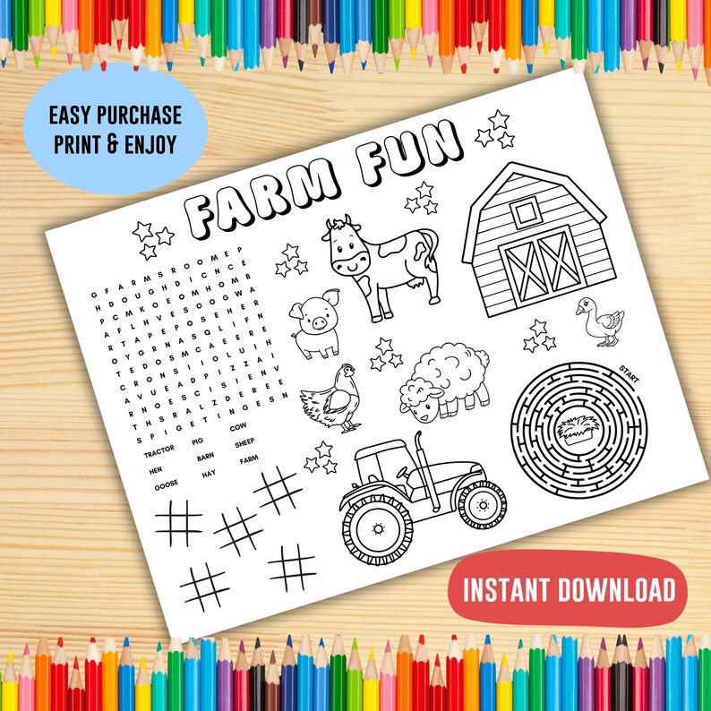 Farm Animal Coloring Pages | Fun Kid Cow Pig Activity Sheets | Petting ...