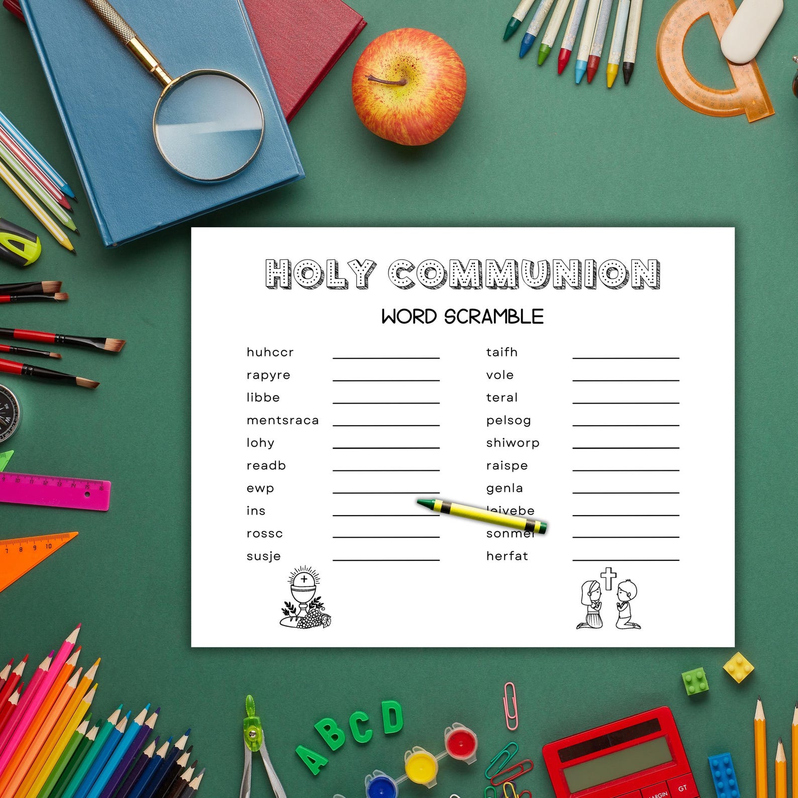Holy Communion Printable Coloring Activity Page, Kid Tic Tac Toe ...