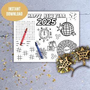 New Years Eve Coloring Game Bundle, Kid Digital Holiday Party Activity ...