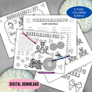 Cheerleader Coloring Page Bundle, Comp Team Reveal Building Printable ...