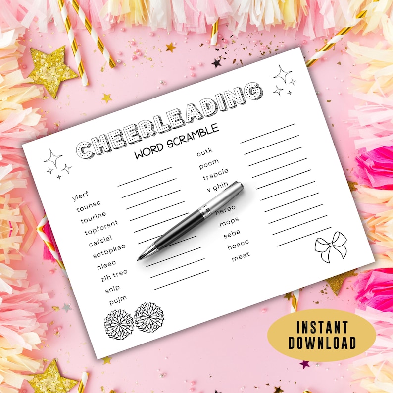 Cheerleader Coloring Activity Page Bundle, Comp All Star Team Bonding ...