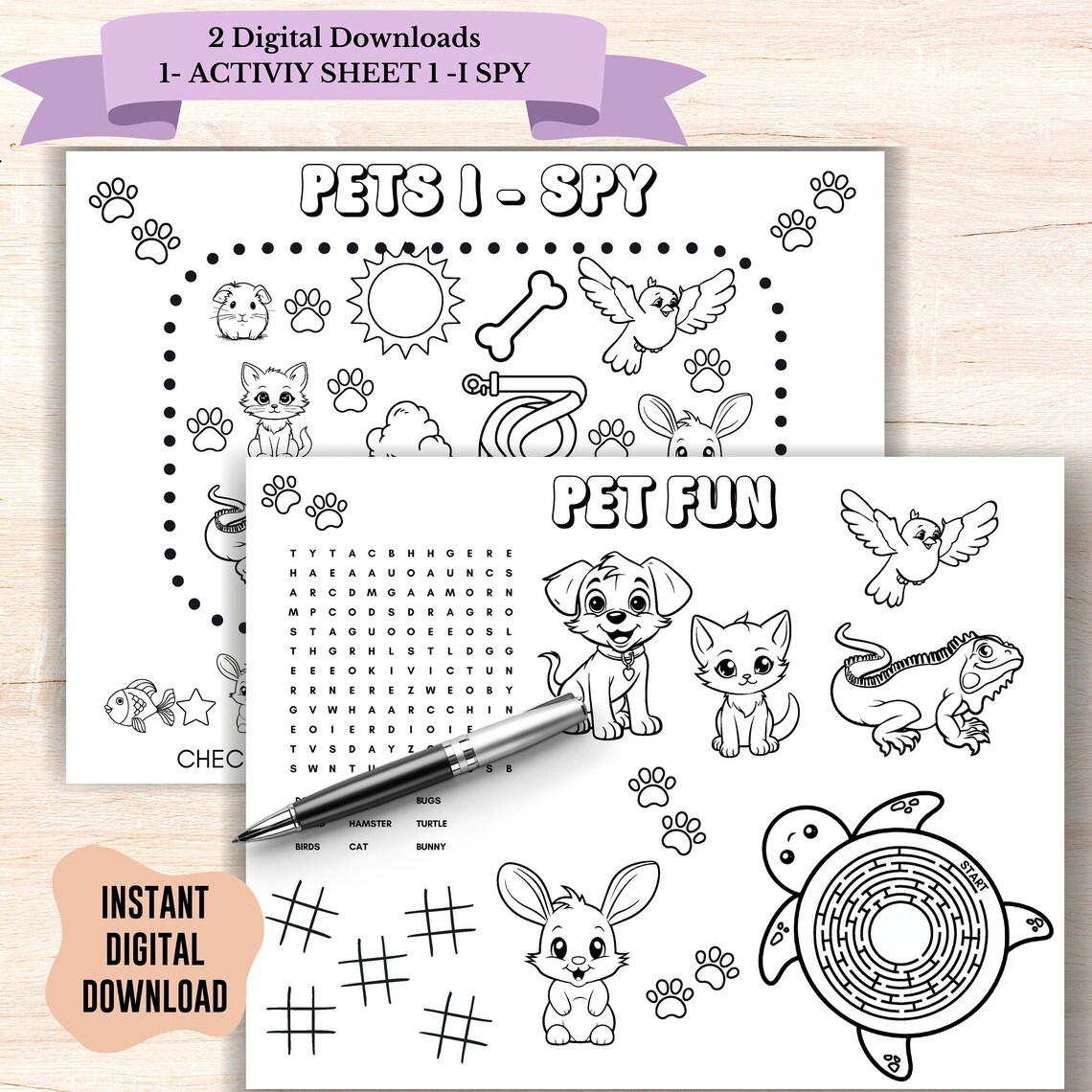 Pets Coloring Activity Pages, Dog Groomer Vet Office Animal Kid Games ...
