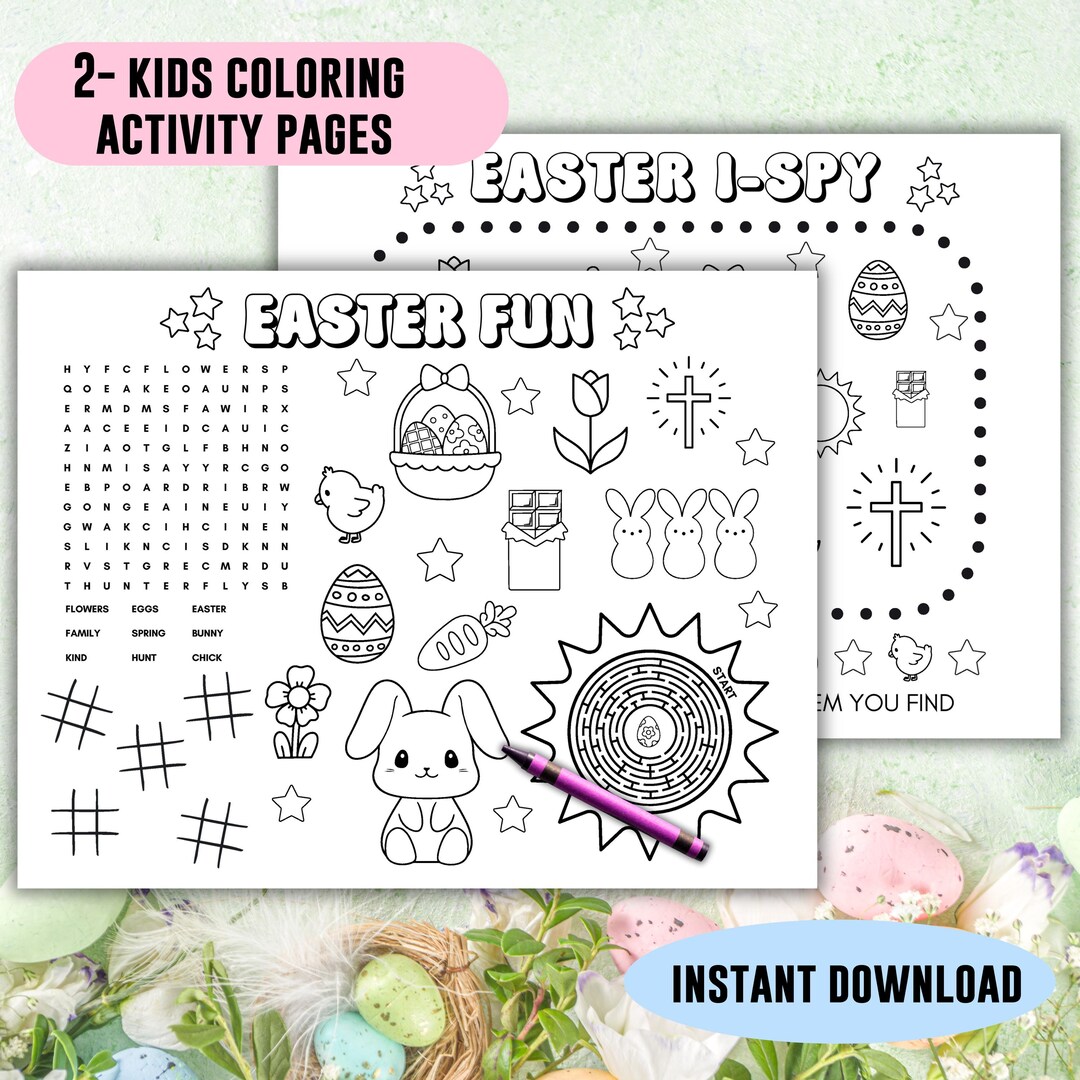 Easter Coloring Activity Page, Printable Kids Chocolate Bunny Game Gift ...