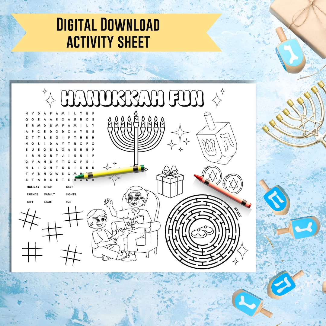 Digital Hanukkah Activity Sheet, Kid Holiday Digital Download Game ...