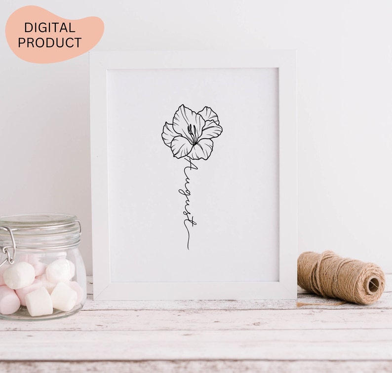 Gladiolus August Birth Flower Poster, PRINTABLE Digital Wall Art August ...