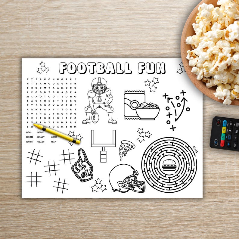 Football Kids Coloring Sheet, Team Party Activity, Pop Warner Game Maze ...