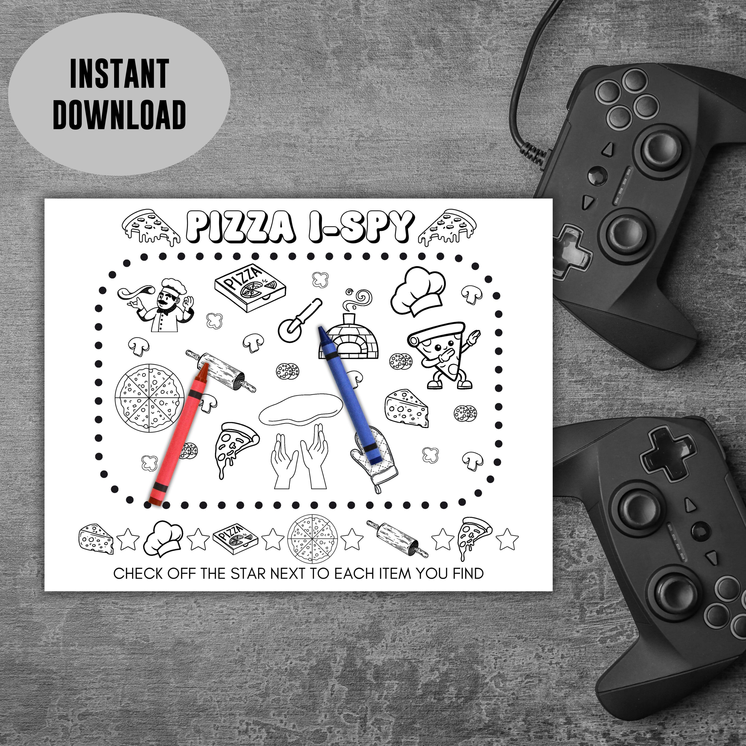 Pizza Party Coloring Activity Sheet, Birthday Favor Digital Download ...