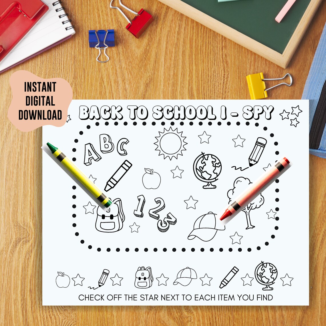 Back to School Coloring Activity Sheet, First Day Easy Kids Game Gift ...