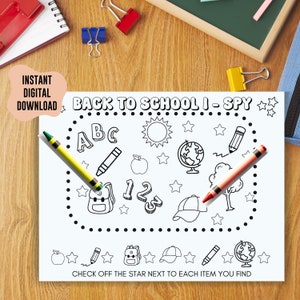 Back to School Coloring Activity Sheet, First Day Easy Kids Game Gift ...