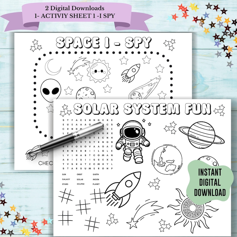Solar System Kid Coloring Sheet, Digital Birthday Outer Space Activity ...