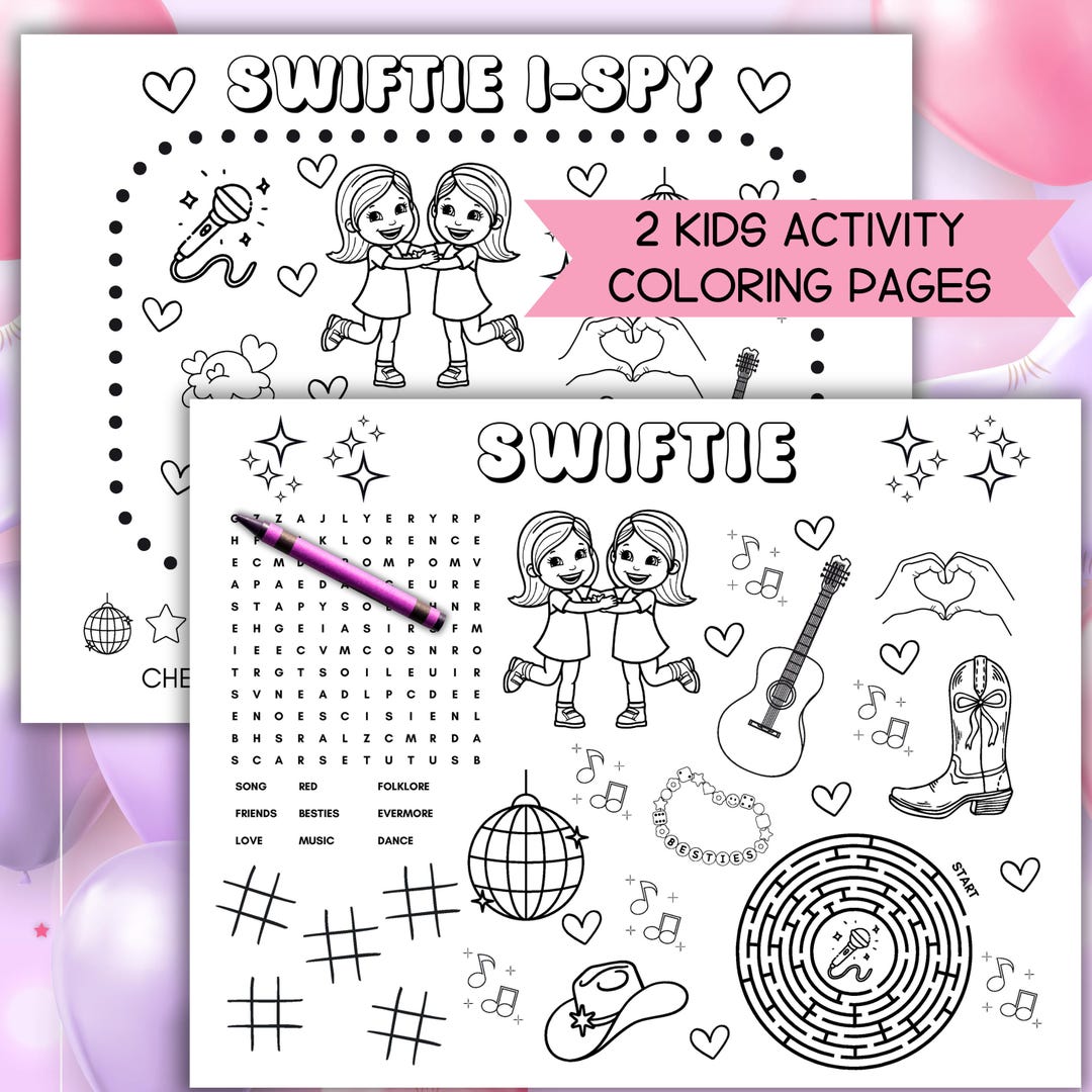 Swiftie Activity Coloring Page, Printable Taylor Party Game, Swift Even ...