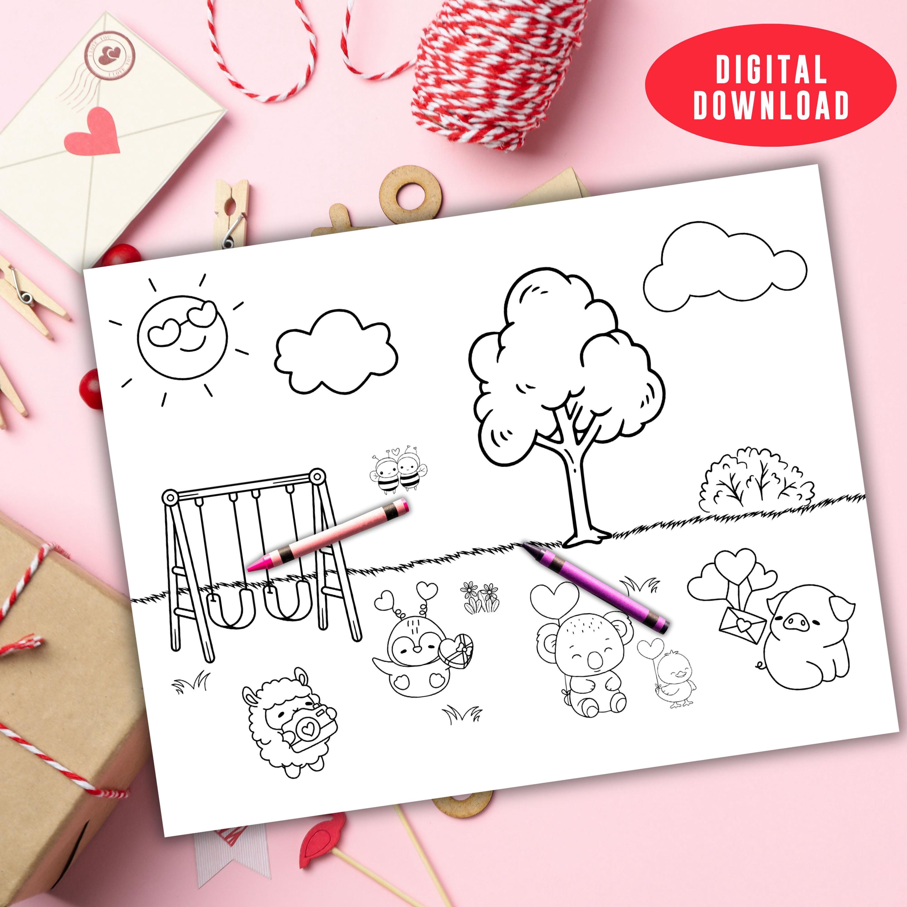 Valentine's Day Printable Coloring Page Activity Bundle, Hearts and ...