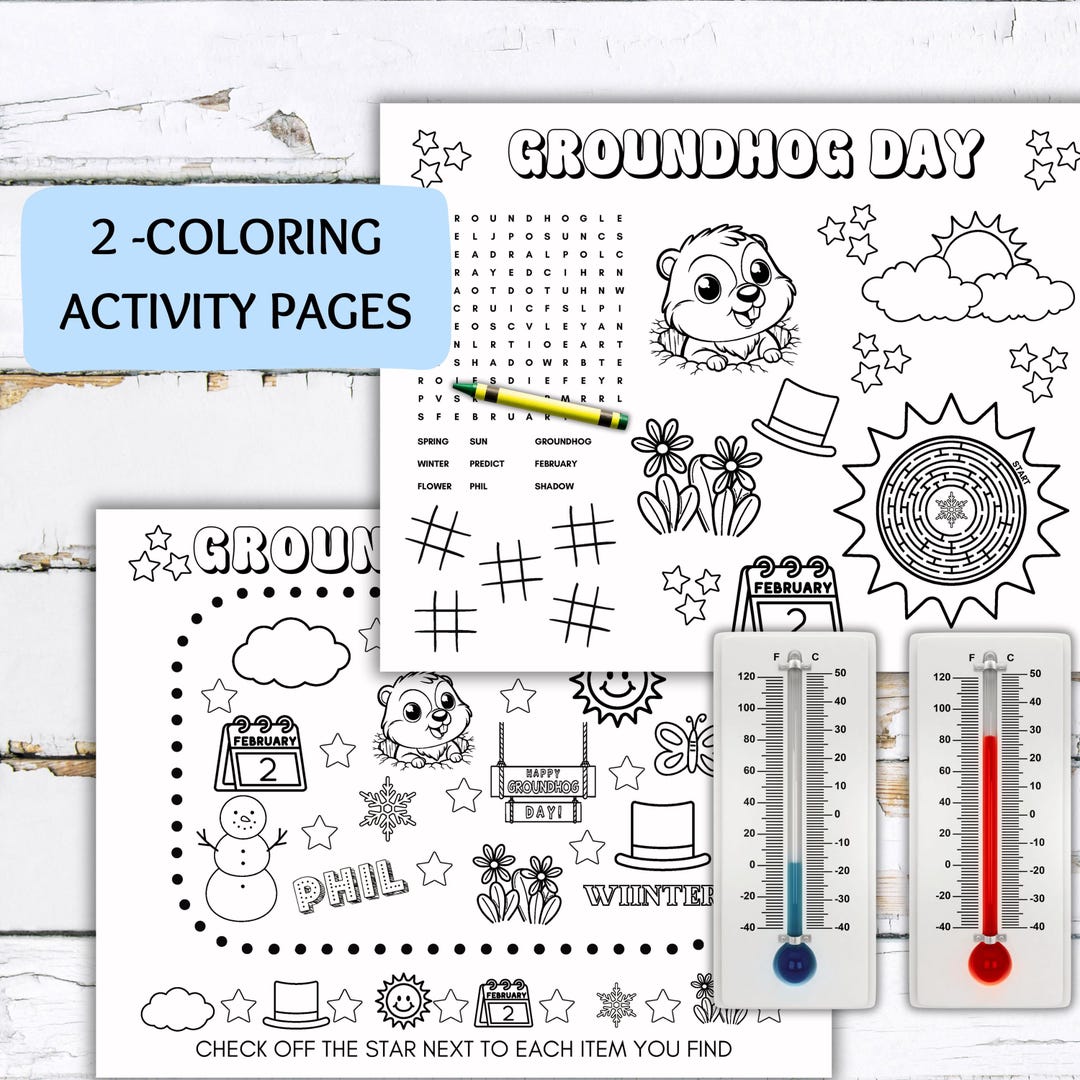 Groundhog Day Kids Coloring Sheet, Printable Class Spring Activity Page ...