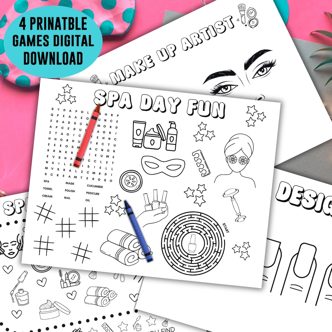 Spa Day Activity Sheet, Craft Sleepover Game, Girl Birthday Favor ...
