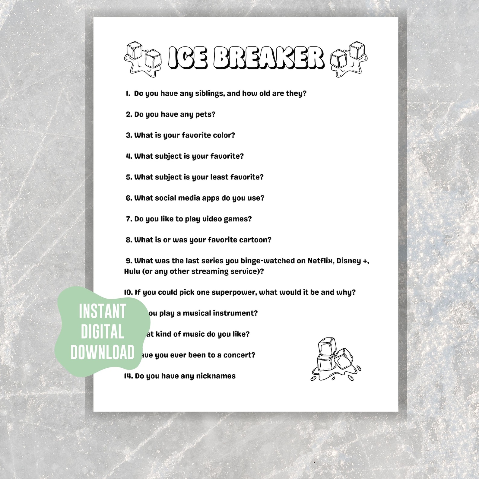 Class Ice Breaker Questions, Teen Team Building Game, First Day of ...