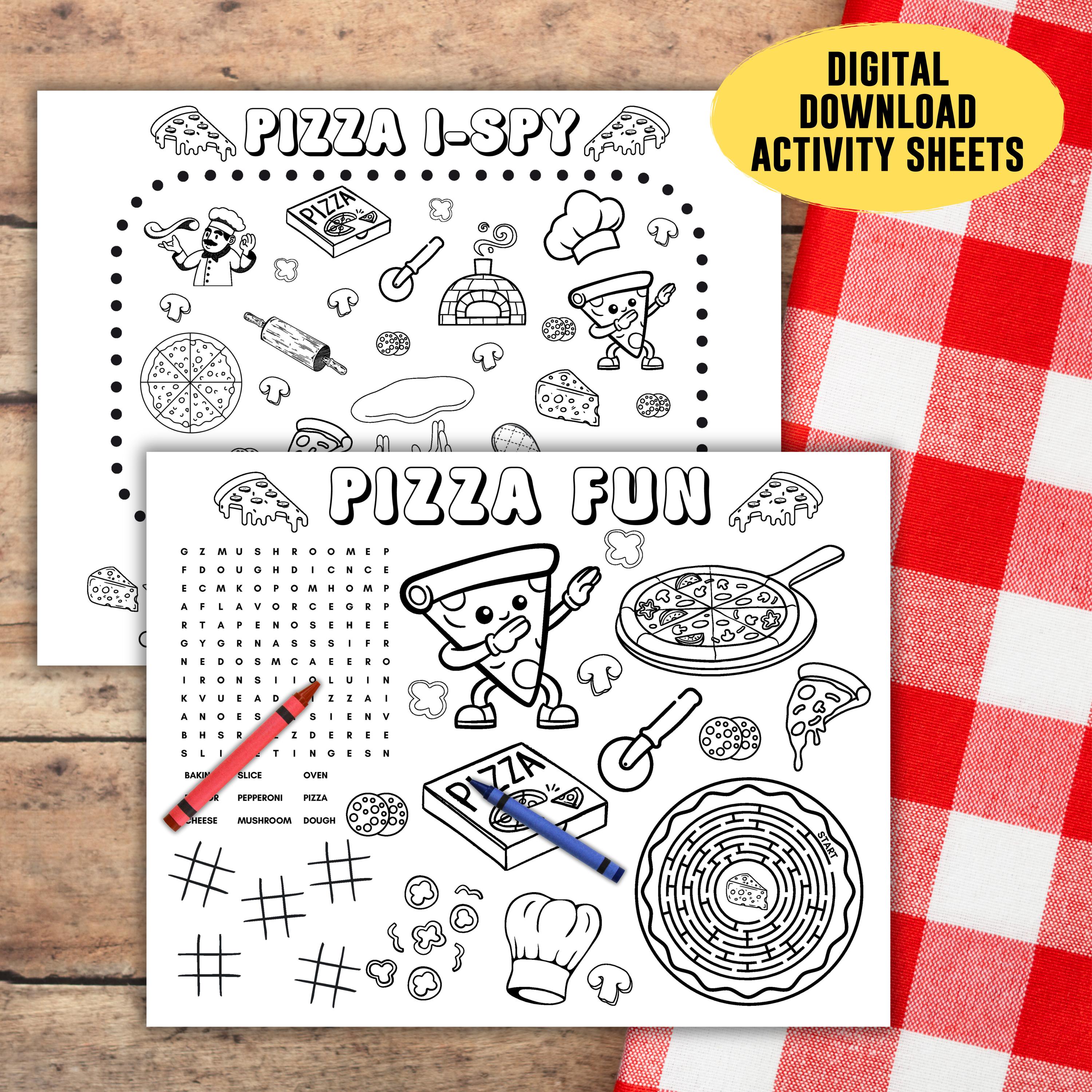 Pizza Party Coloring Activity Sheet, Birthday Favor Digital Download ...