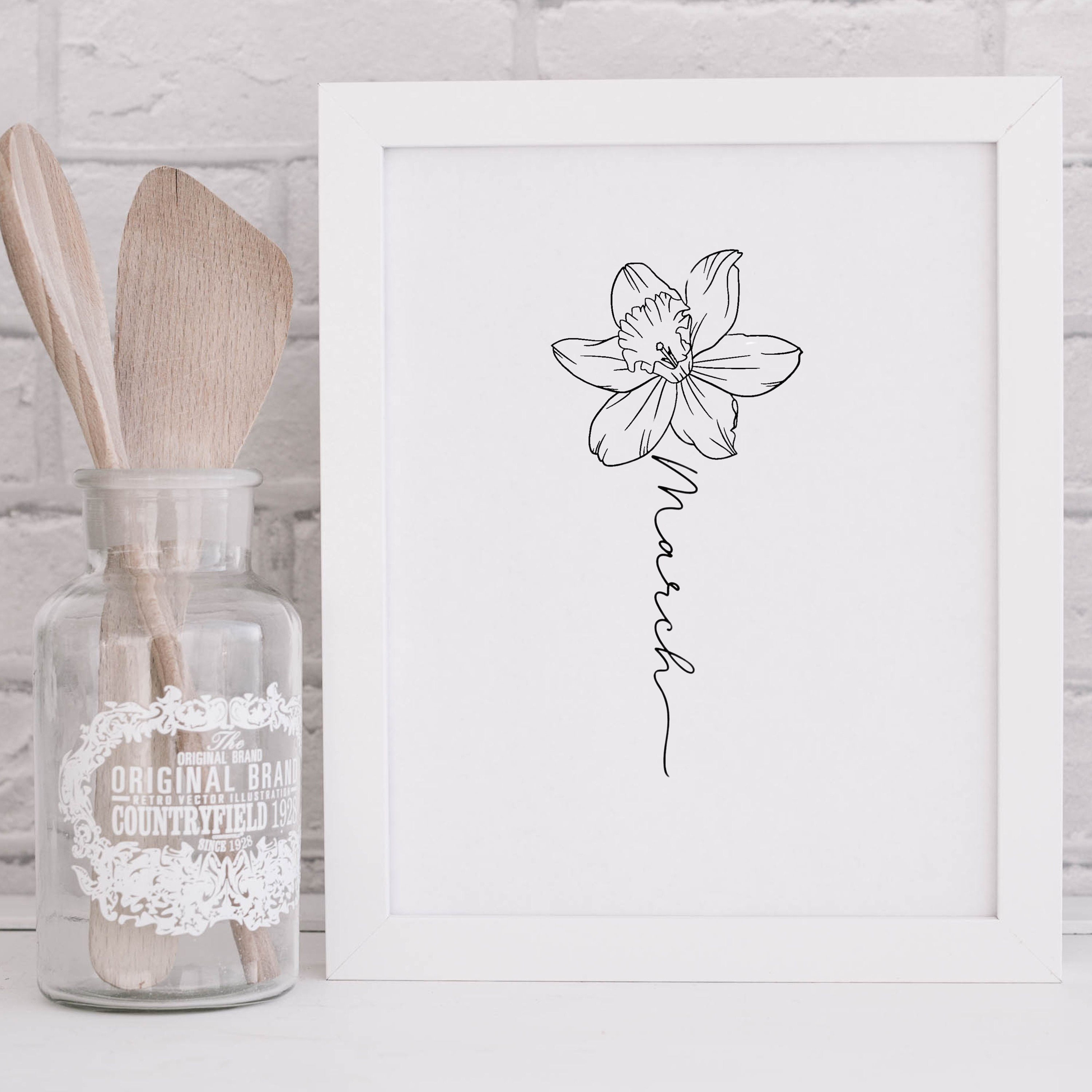 Daffodil March Birth Flower PRINTABLE Digital Wall Art Minimalist ...