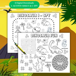 Dinosaur Kid Coloring Activity Page, Printable Birthday Party Favor ...