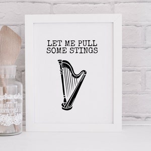 Funny Harp Lover Poster Harp Player PRINTABLE Wall Art, Band Teacher ...