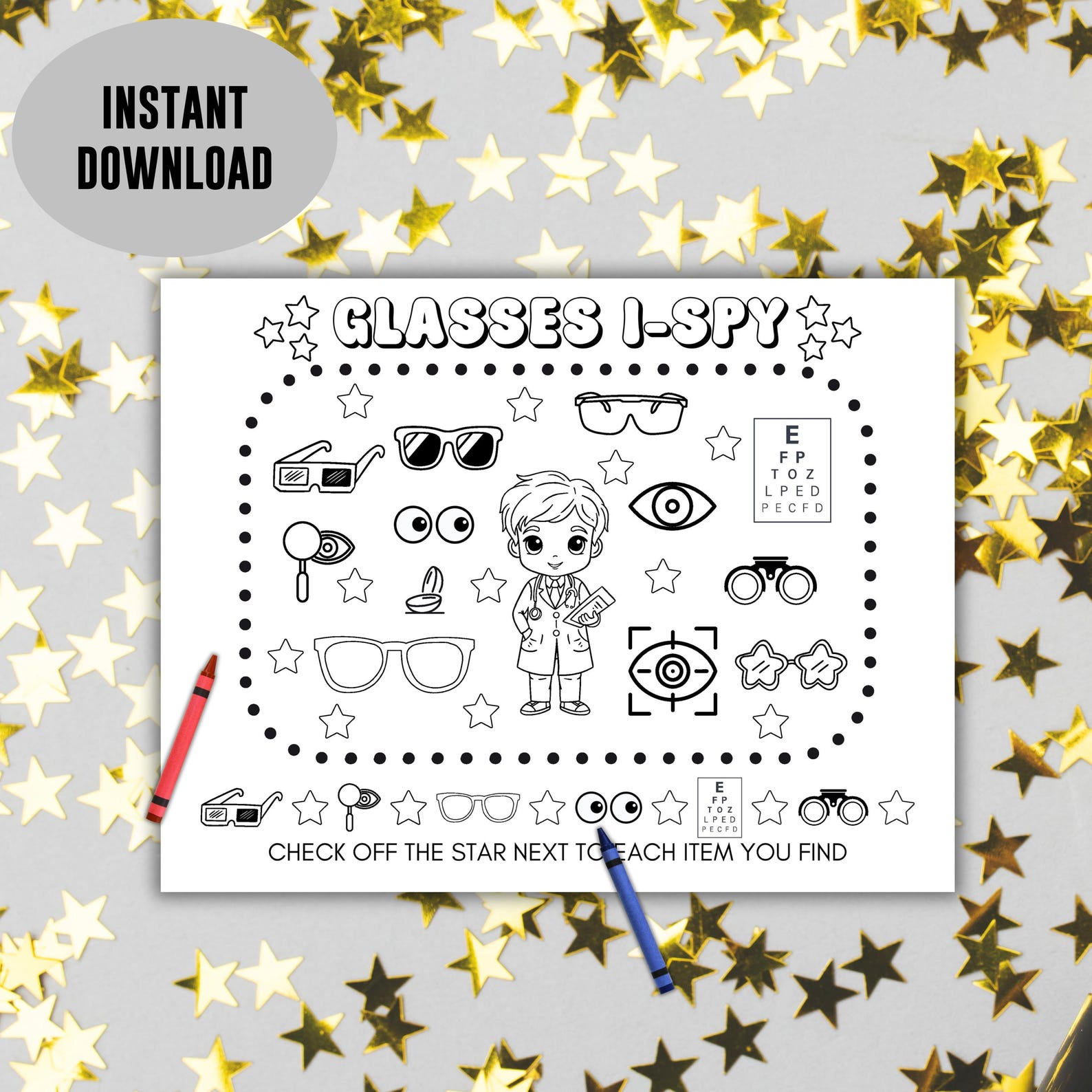 Eyeglasses Activity Sheet, Optometrist Office Digital Game, Eye Doctors ...