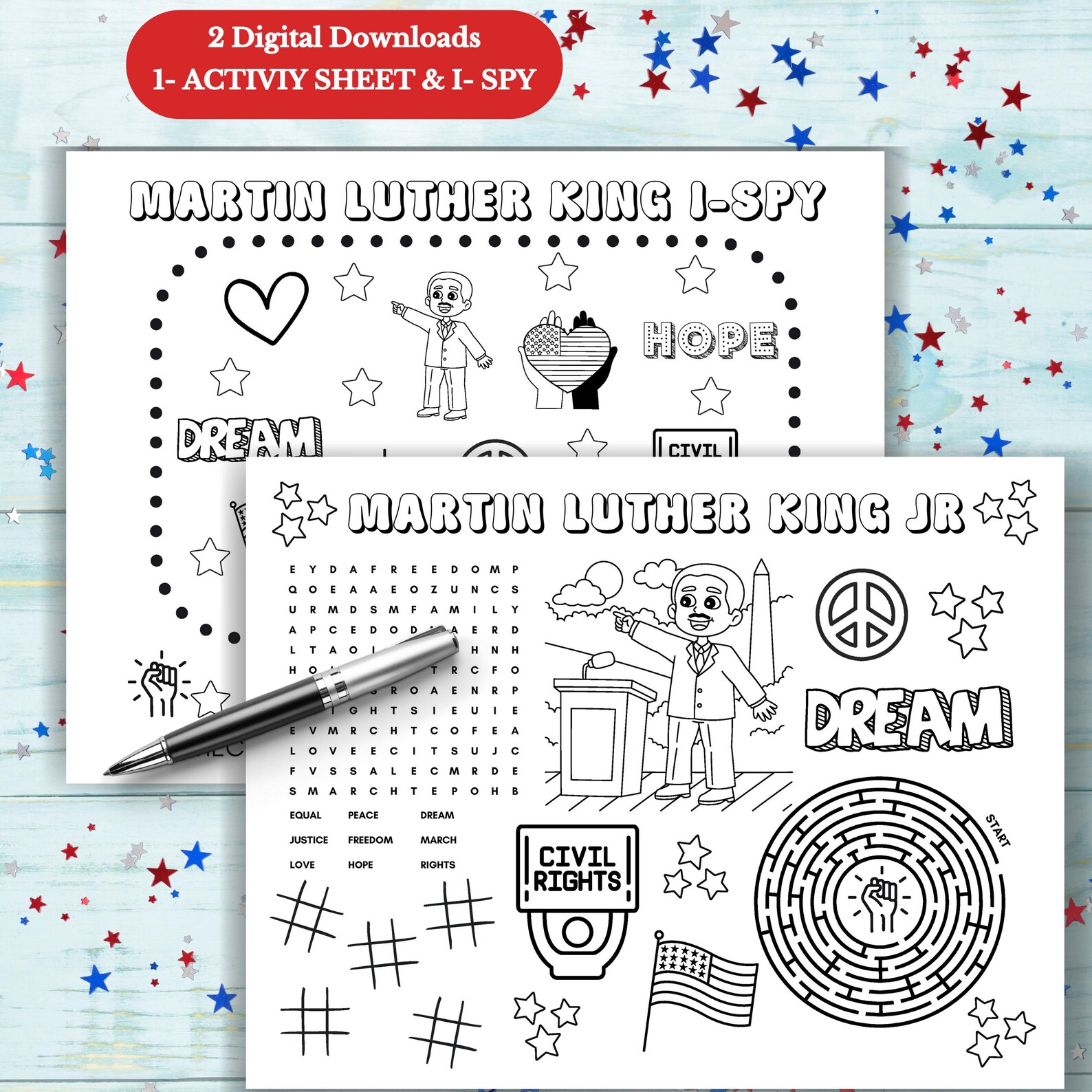 Martin Luther King Day Kid Coloring Sheet, Digital Download MLK Class ...