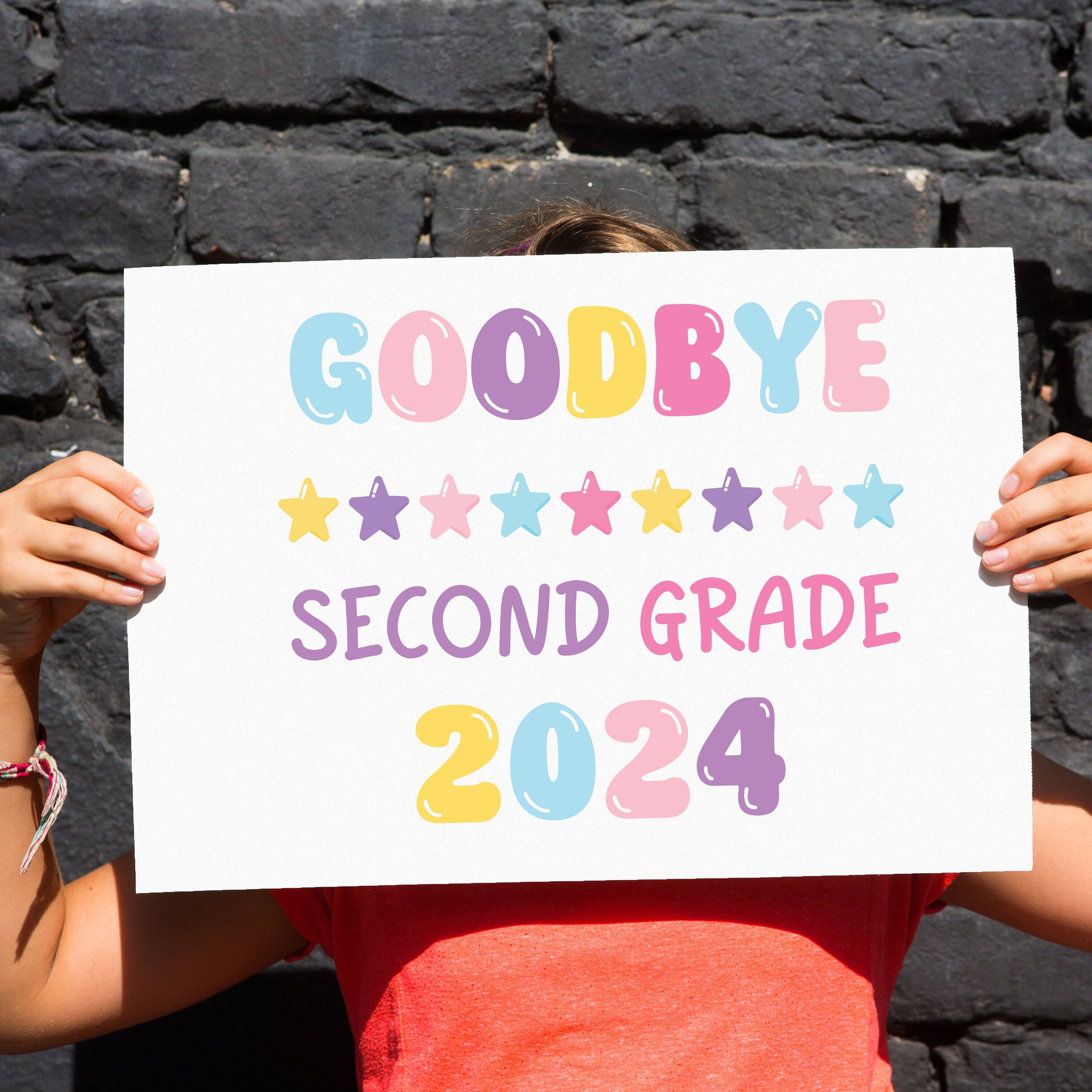 Last Day of School Kids Photo Prop, Goodbye Second Grade 2024 PRINTABLE ...