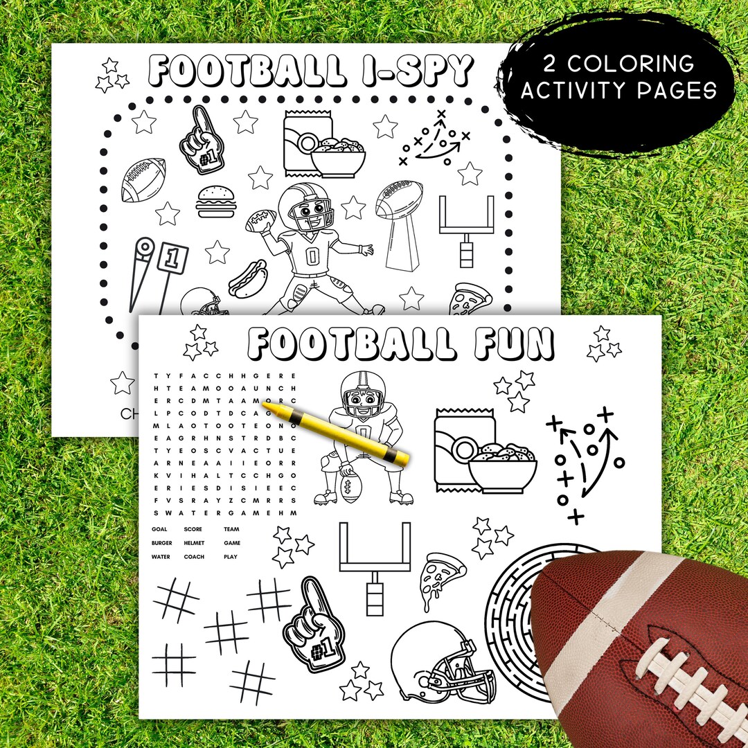 Football Kids Coloring Sheet, Family Party Activity, Pop Warner Game ...
